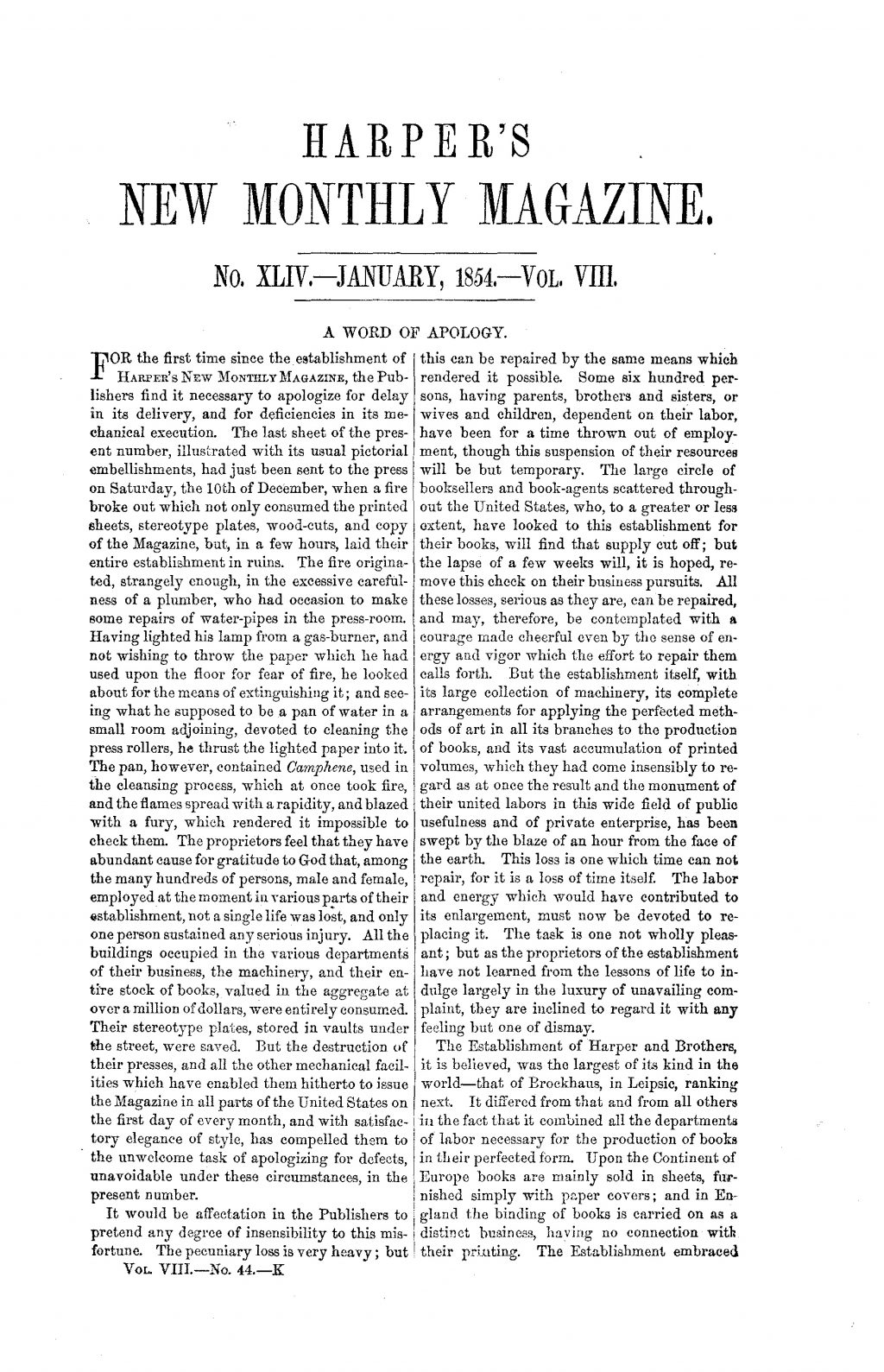 1853: The Harper & Brothers New York City office suffers a destructive ...